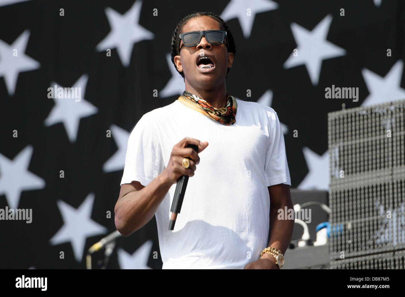 U.S singer, Rakim Mayers, from A$AP Rocky performs on stage during the ...
