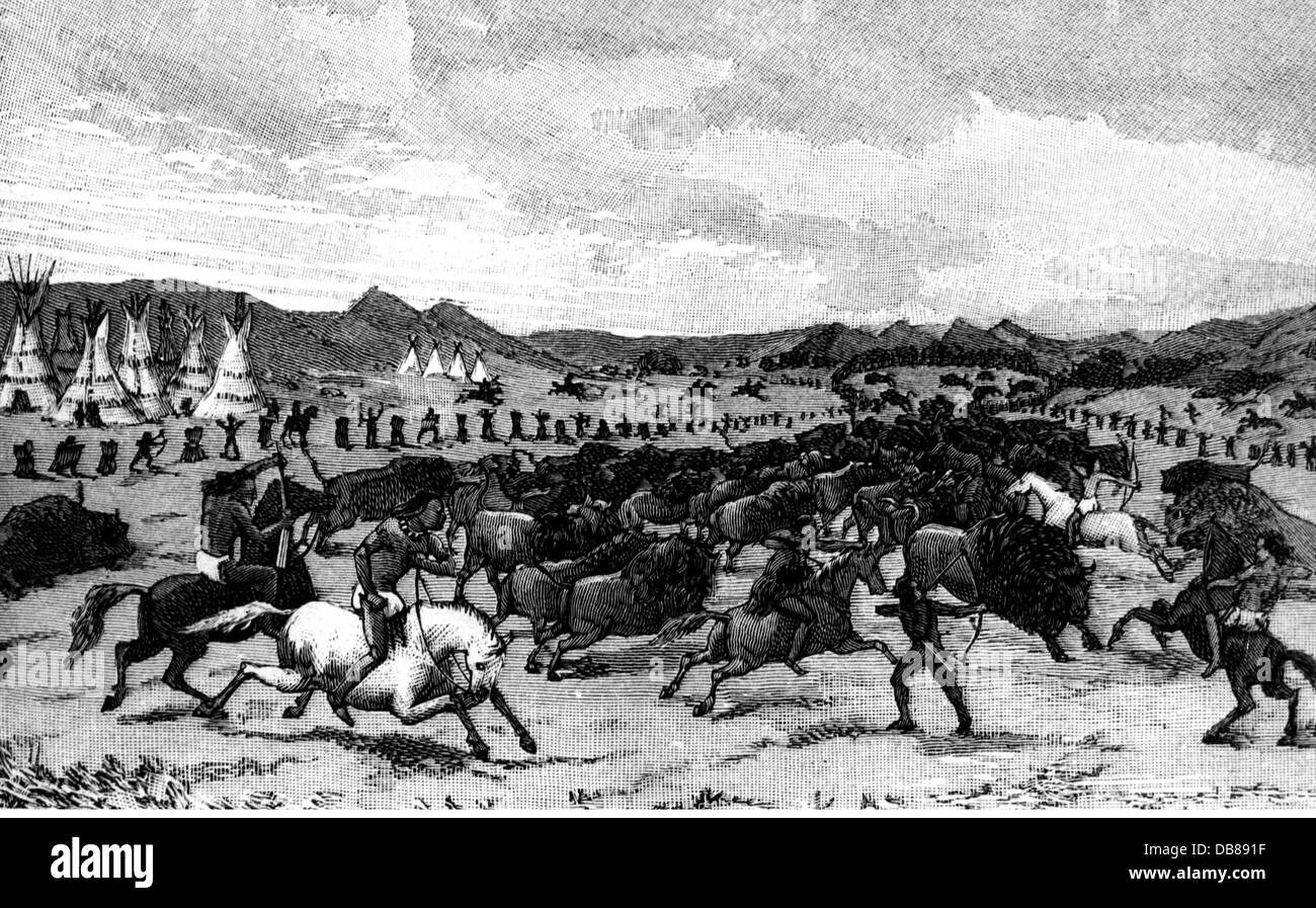 Hunt hunting native american indians Black and White Stock Photos ...