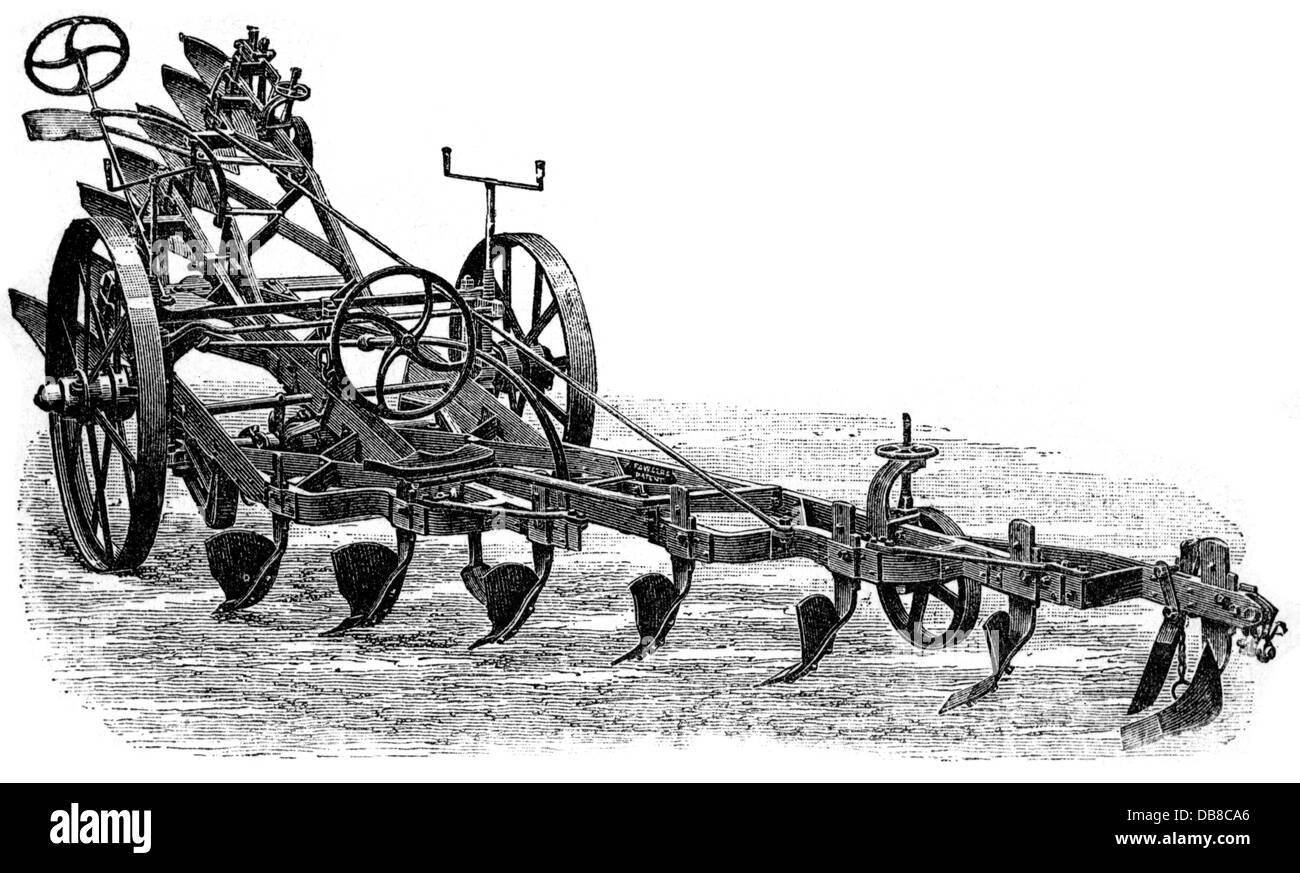 agriculture, devices, plough, balancer ploughs of John Fowler, Leeds ...