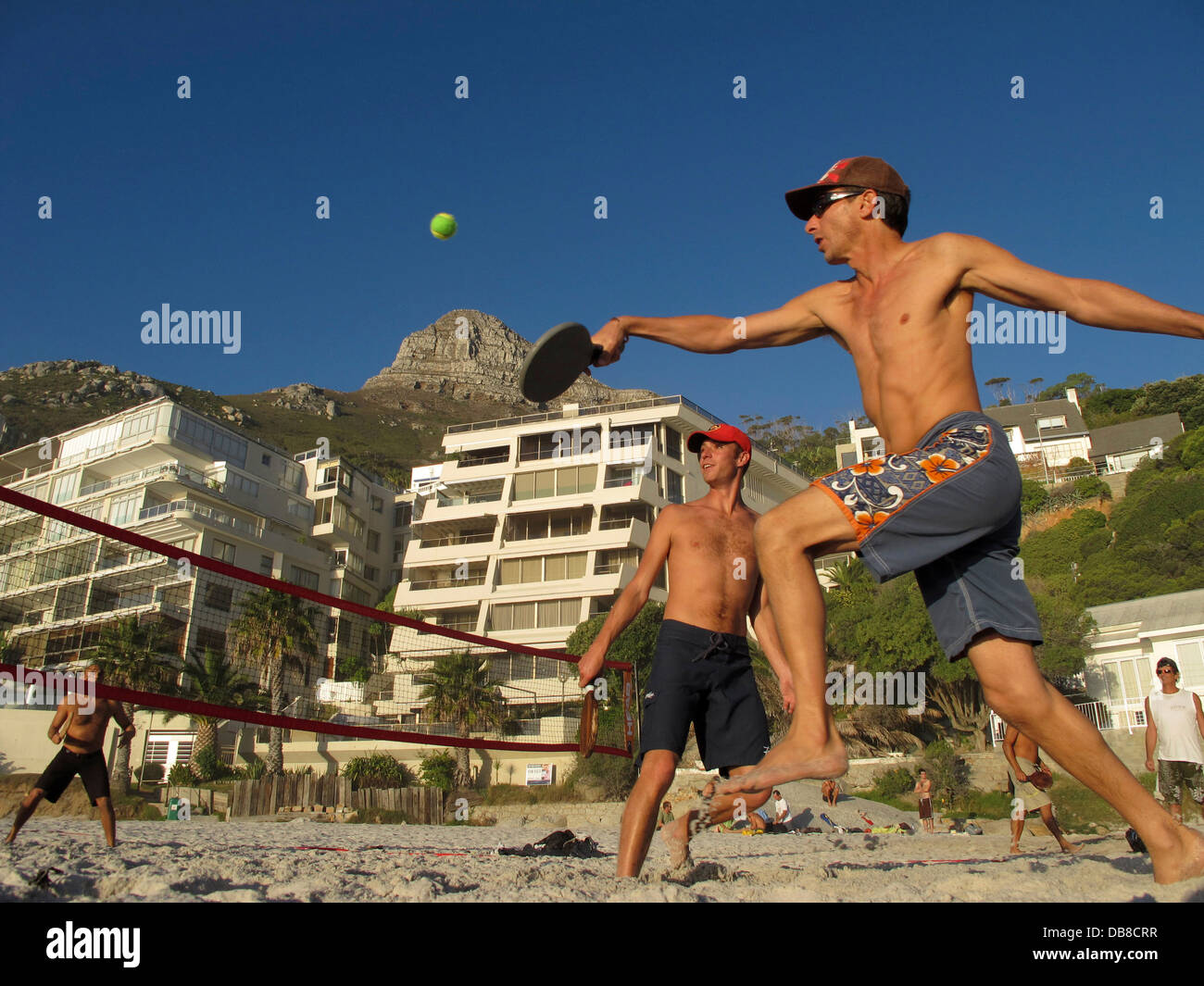 Beach sports, beach bats and volleyball on Clifton Beach, Lions Head ...