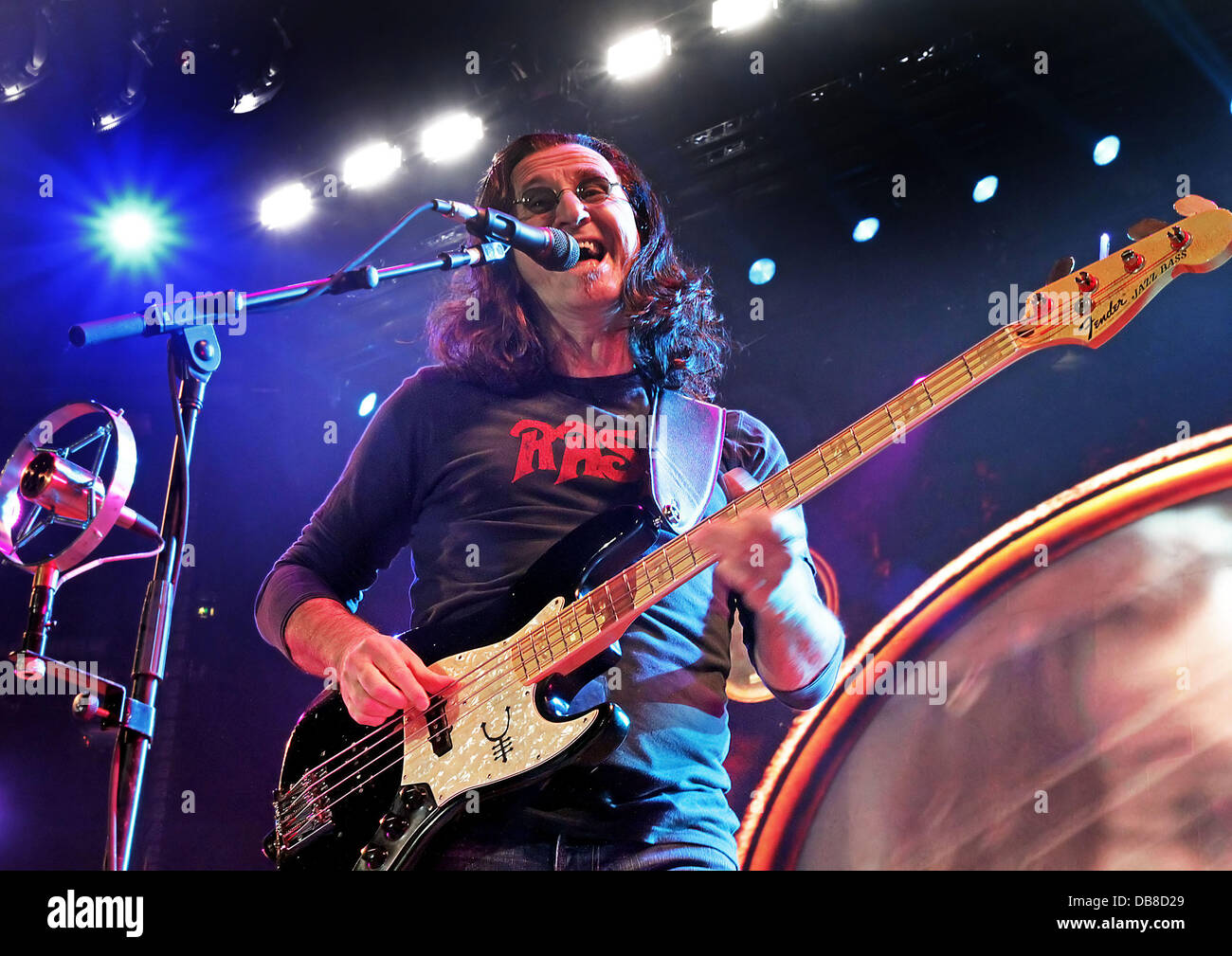 Geddy Lee of Rush performing on stage their 'Bring Their Time Machine ...