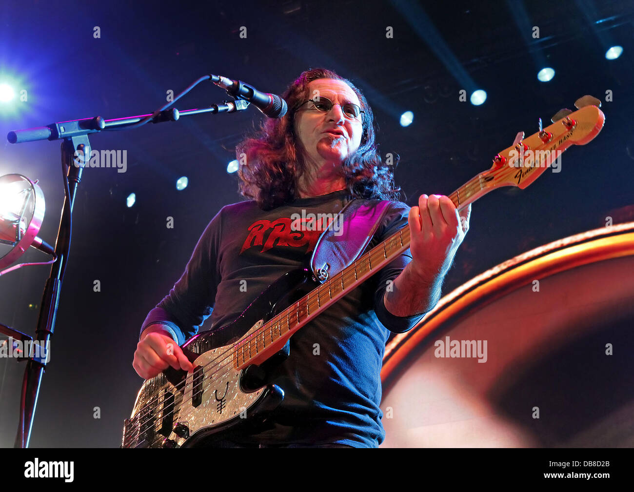 Geddy Lee of Rush performing on stage their 'Bring Their Time Machine ...