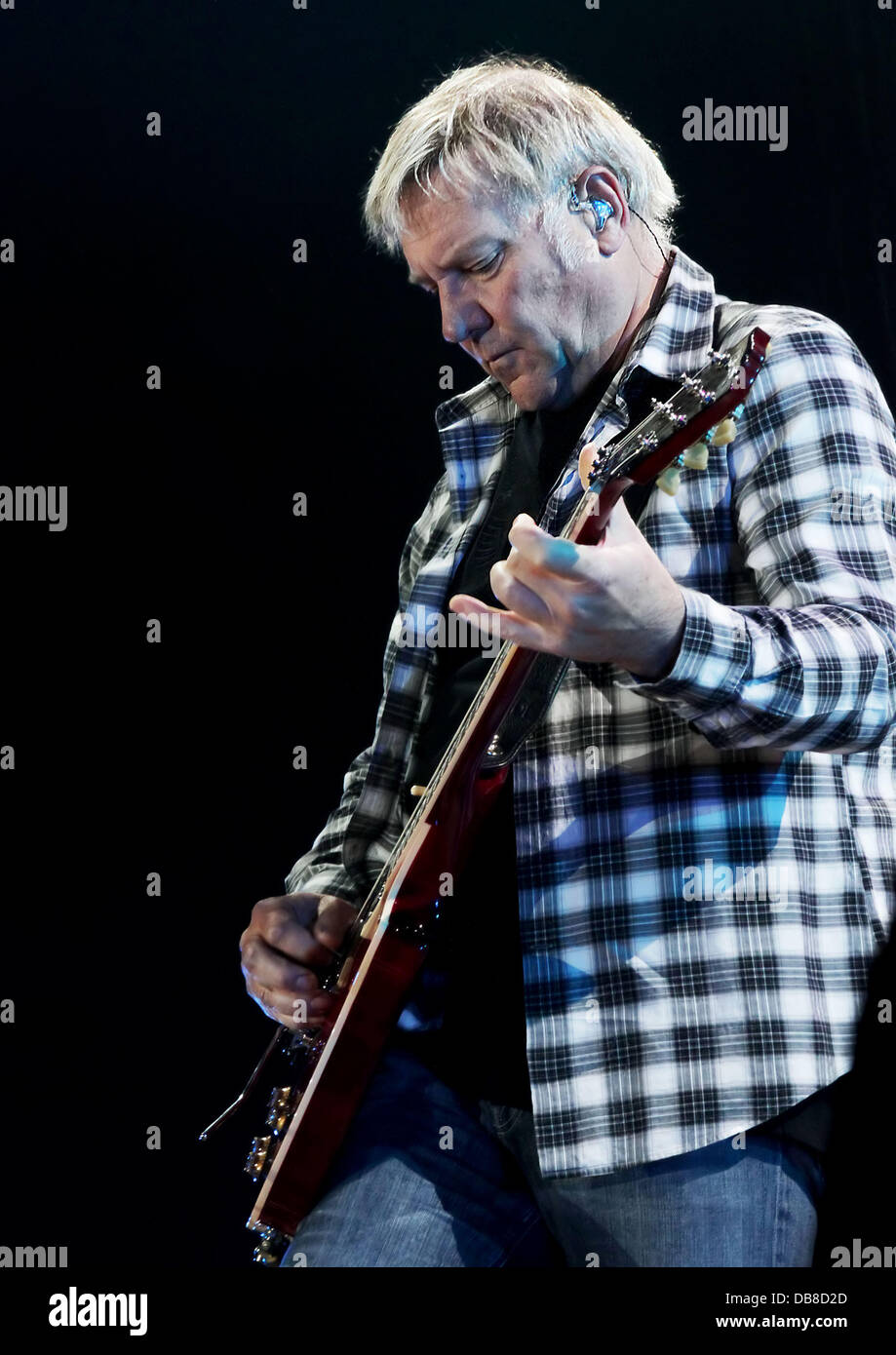Alex Lifeson of Rush performing on stage their 'Bring Their Time ...