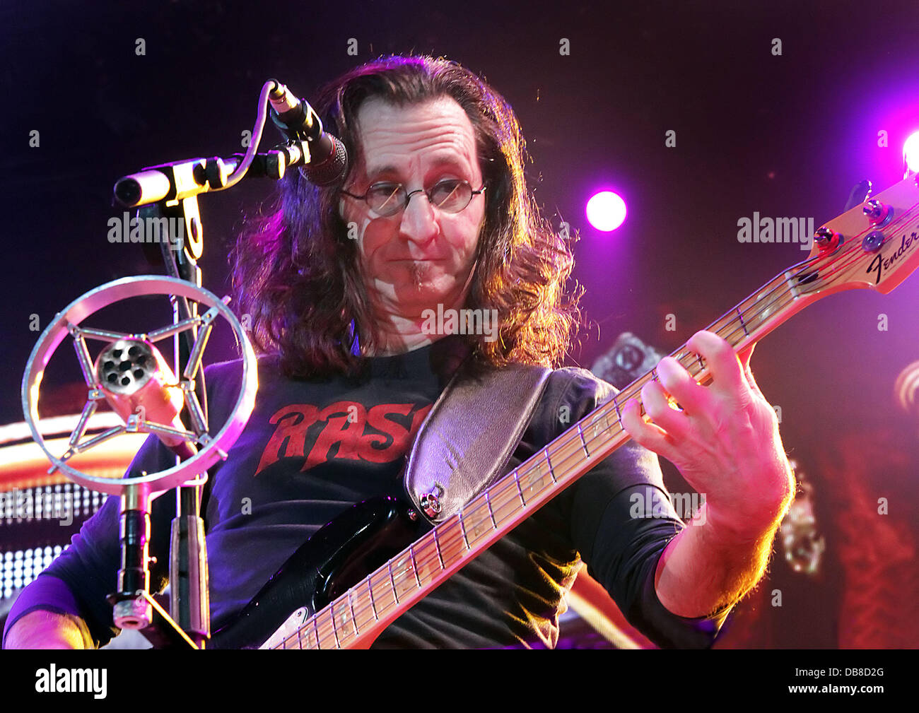 Geddy Lee of Rush performing on stage their 'Bring Their Time Machine ...