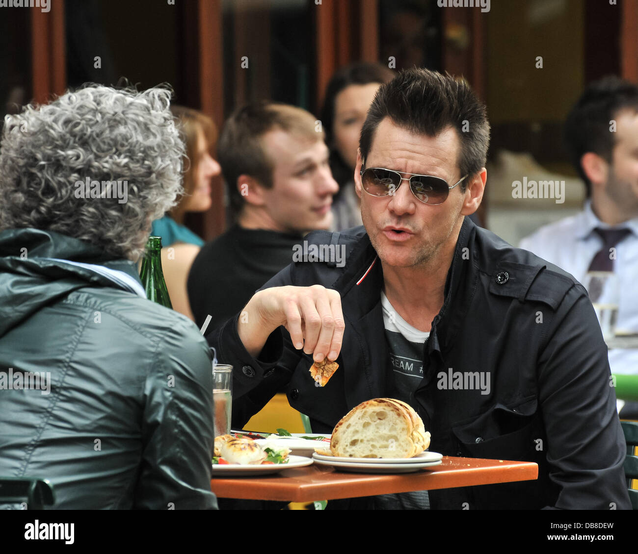Jim Carey has a late lunch at Bar Pitti in The West Village, Manhattan ...