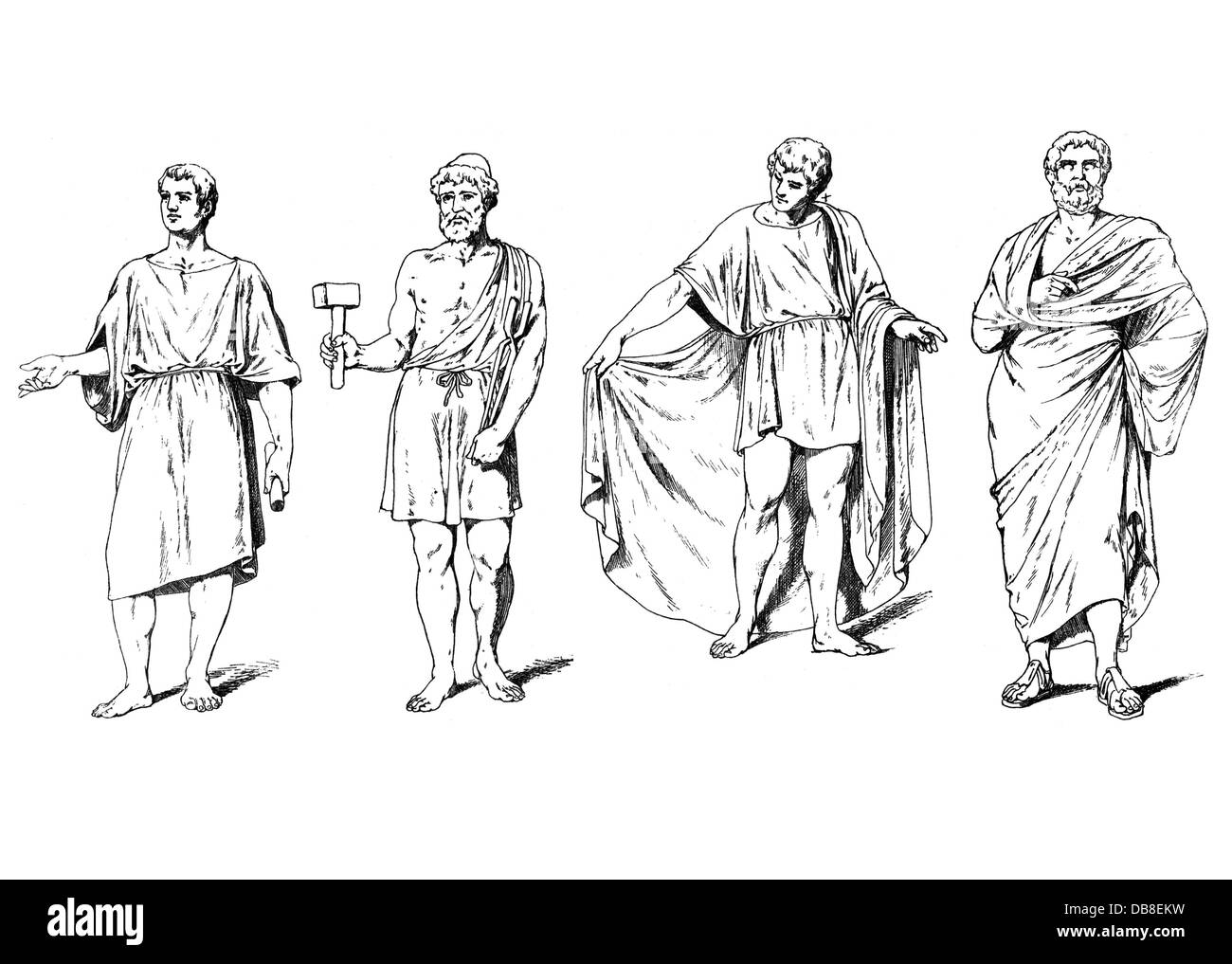 Fashion ancient world male clothes wood engraving from hi-res stock ...