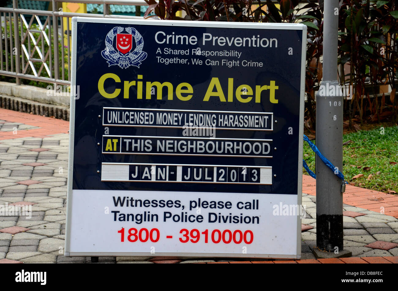 Singapore police loan shark money lending harassment alert notice Stock ...