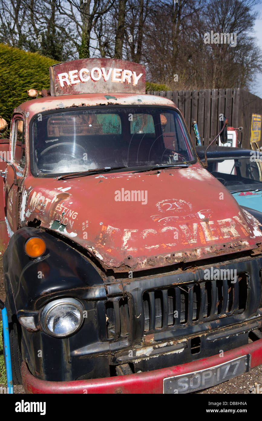 UK, England, Yorkshire, Goathland, Old Bedford recovery wagon in Mostyn ...