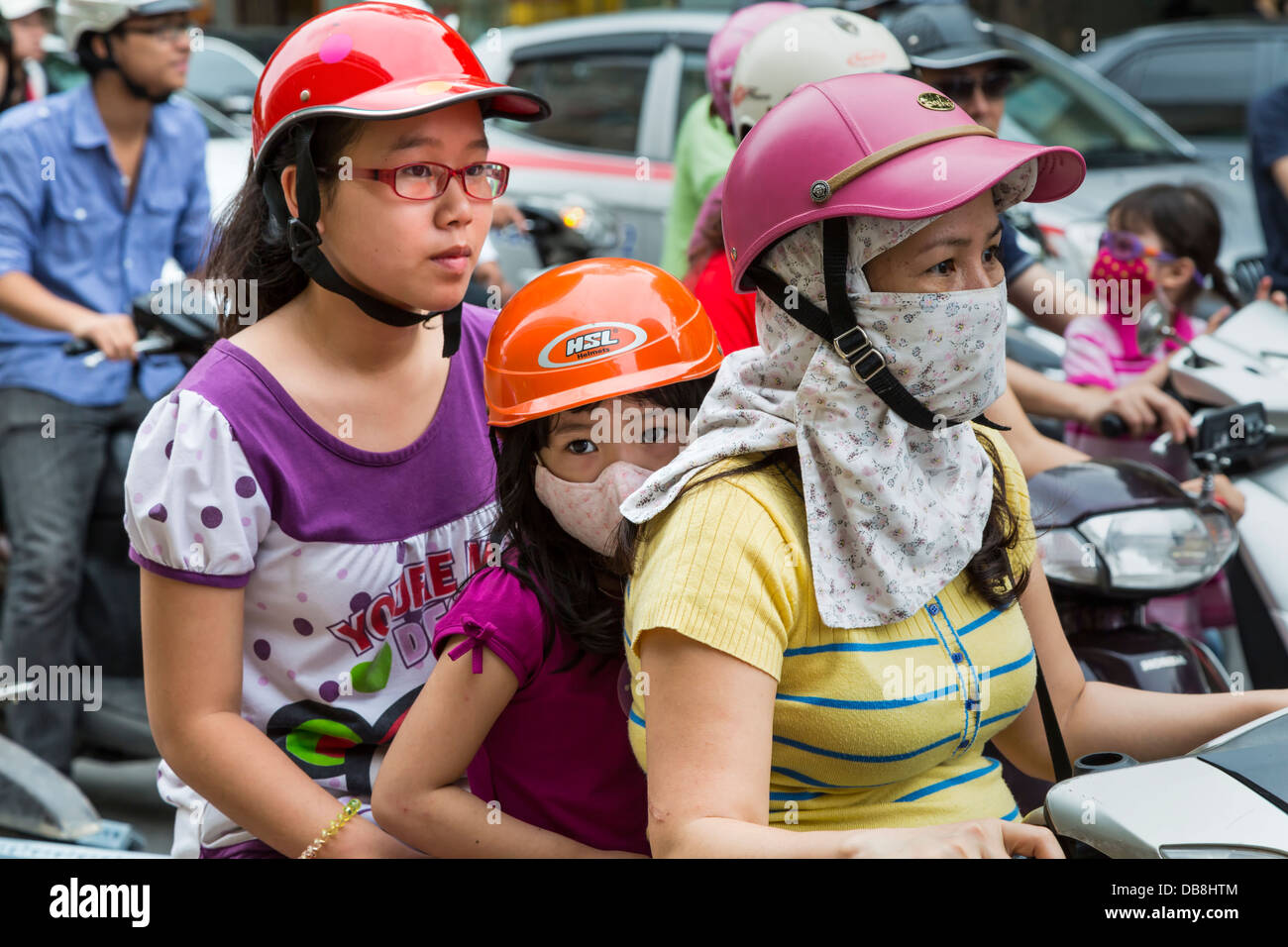 Motorbike traffic on the street in downtown Hanoi, Vietnam, Asia Stock ...