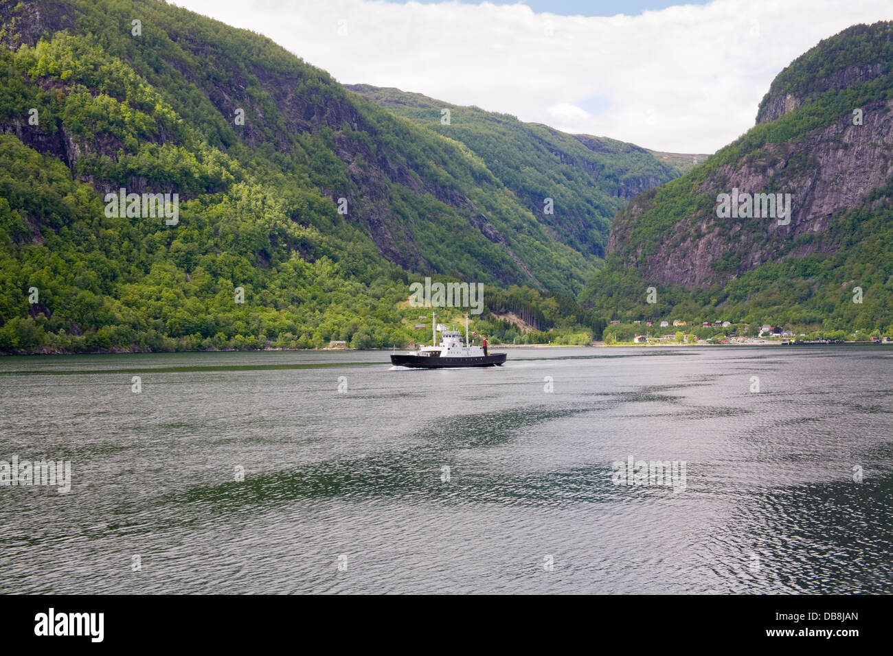 Hardanger Norway Europe Ferry crossing the Hardangerfjorden surrounded ...
