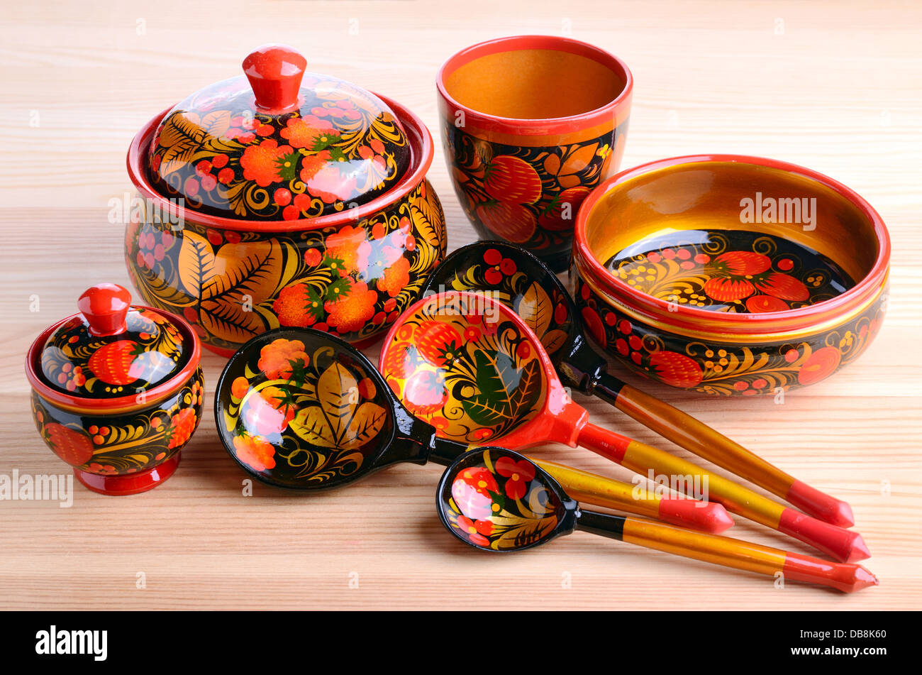 Khokhloma. Russian wood painting handicraft style and national ornament ...