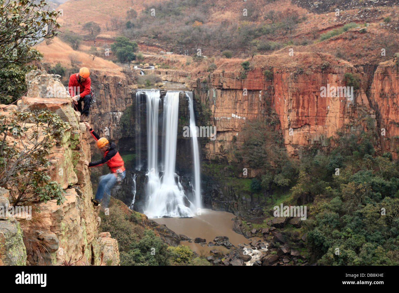 rock climbers near Elands River Falls, Waterval-Boven, Mpumalanga Stock ...