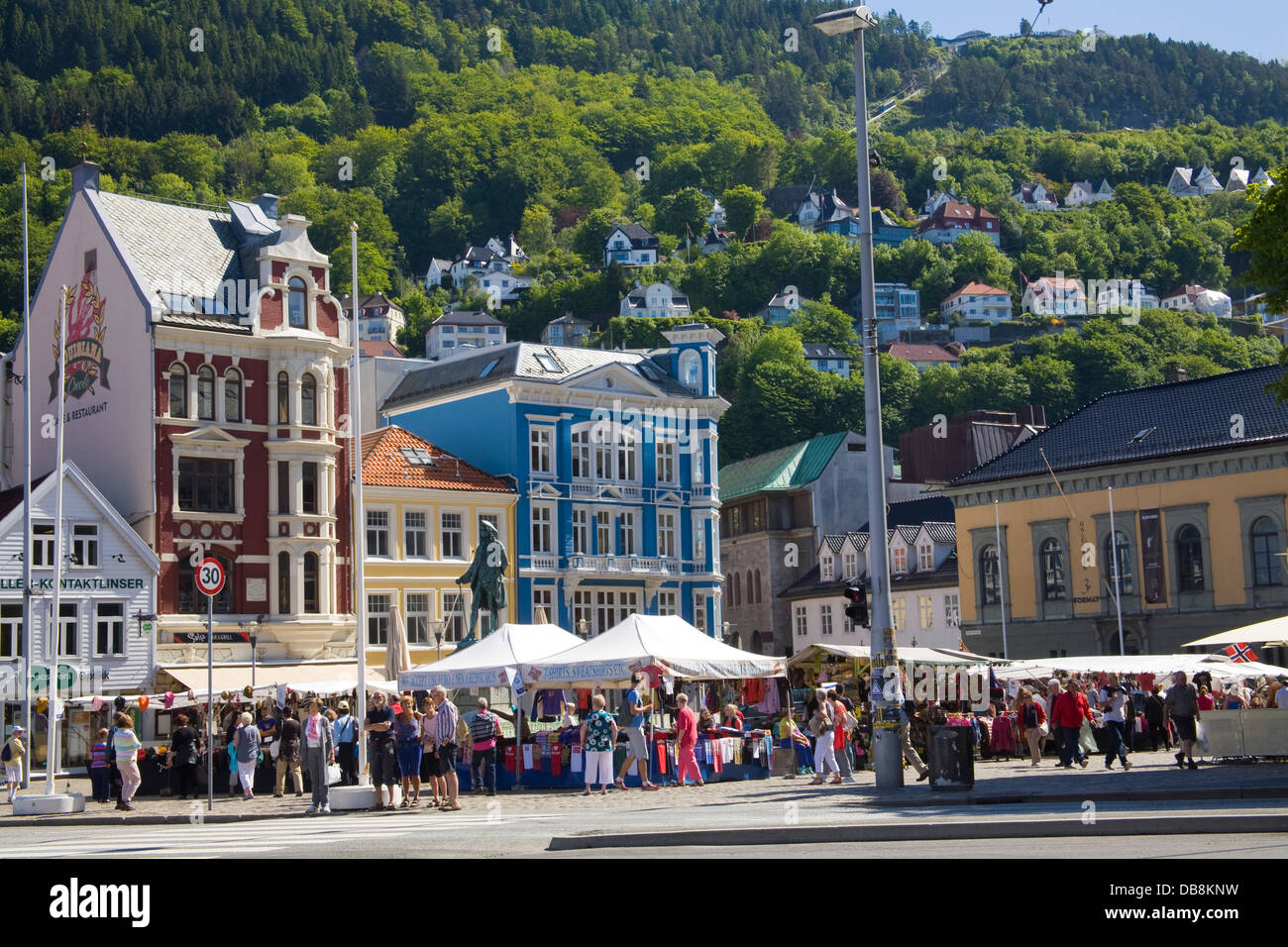 Bergen Norway Europe Popular market stalls on Vågsallmenningen busy ...