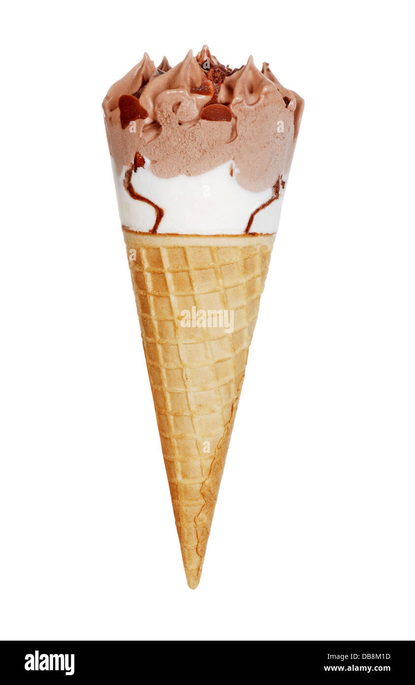 chocolate vanilla ice cream waffle cone Stock Photo - Alamy
