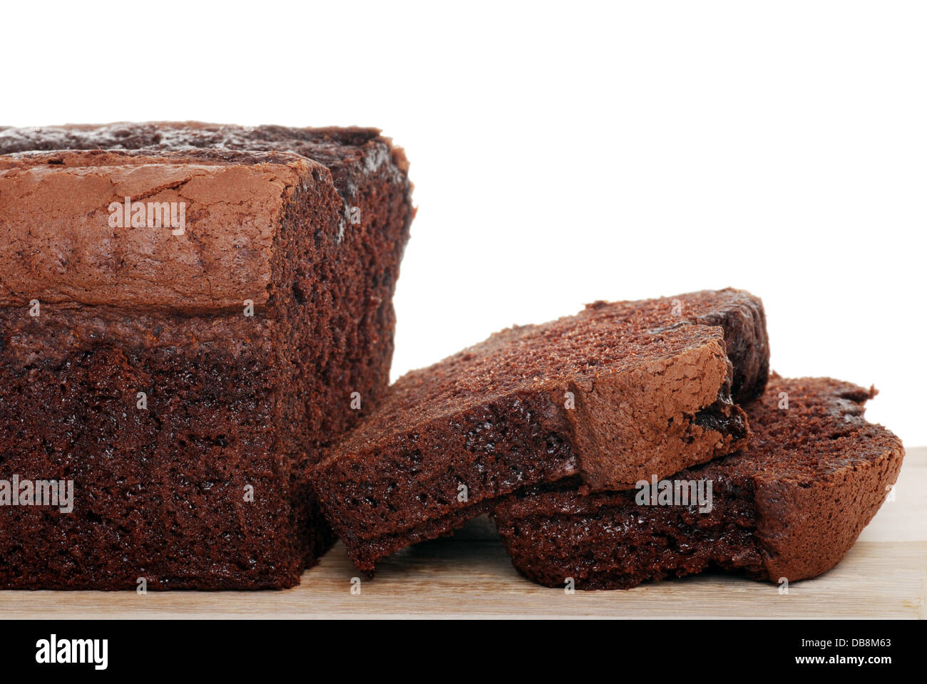 closeup of belgium chocolate cake loaf focus on slice Stock Photo - Alamy