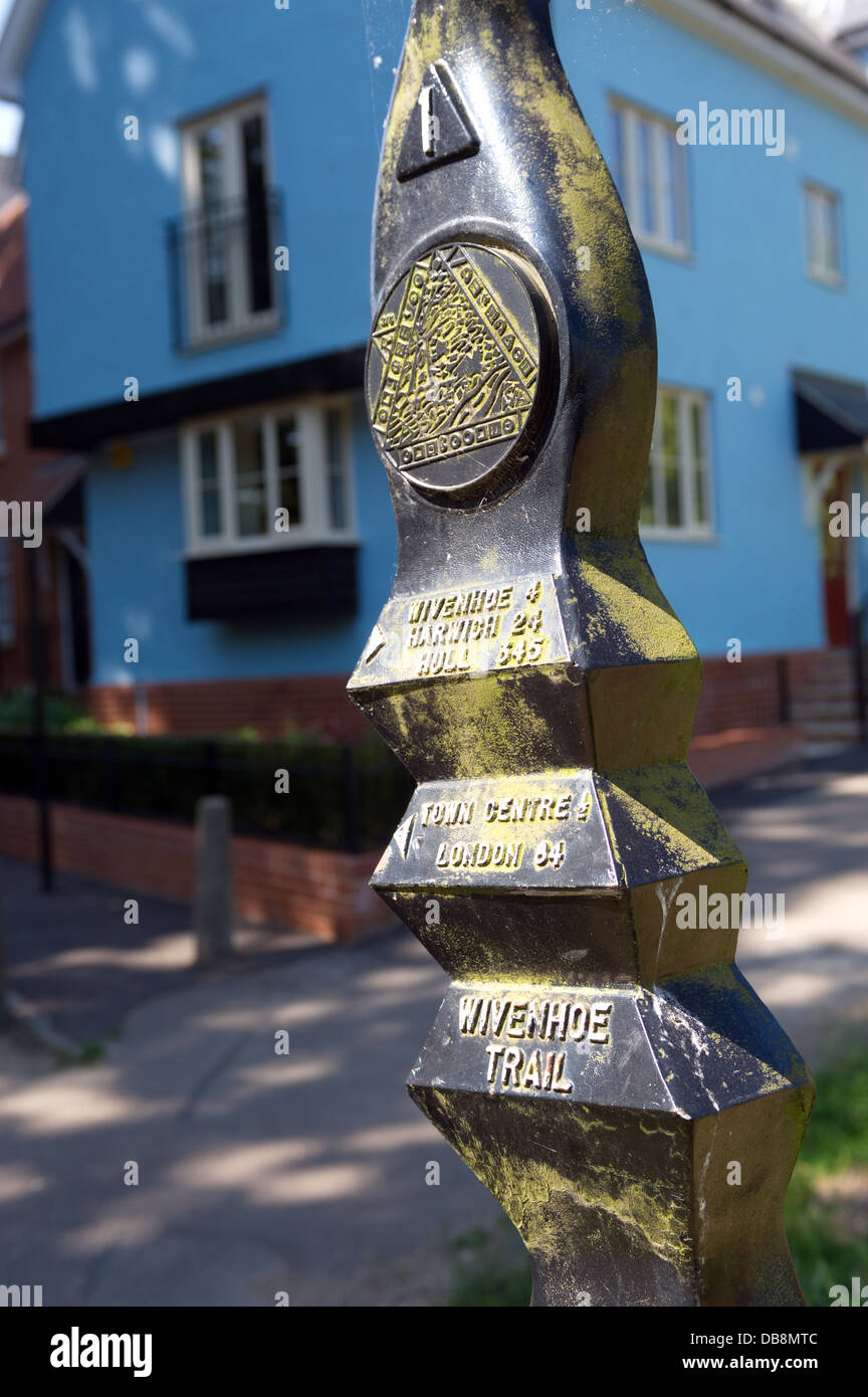 Wivenhoe Trail marker post. Colchester, Essex, England, UK Stock Photo ...