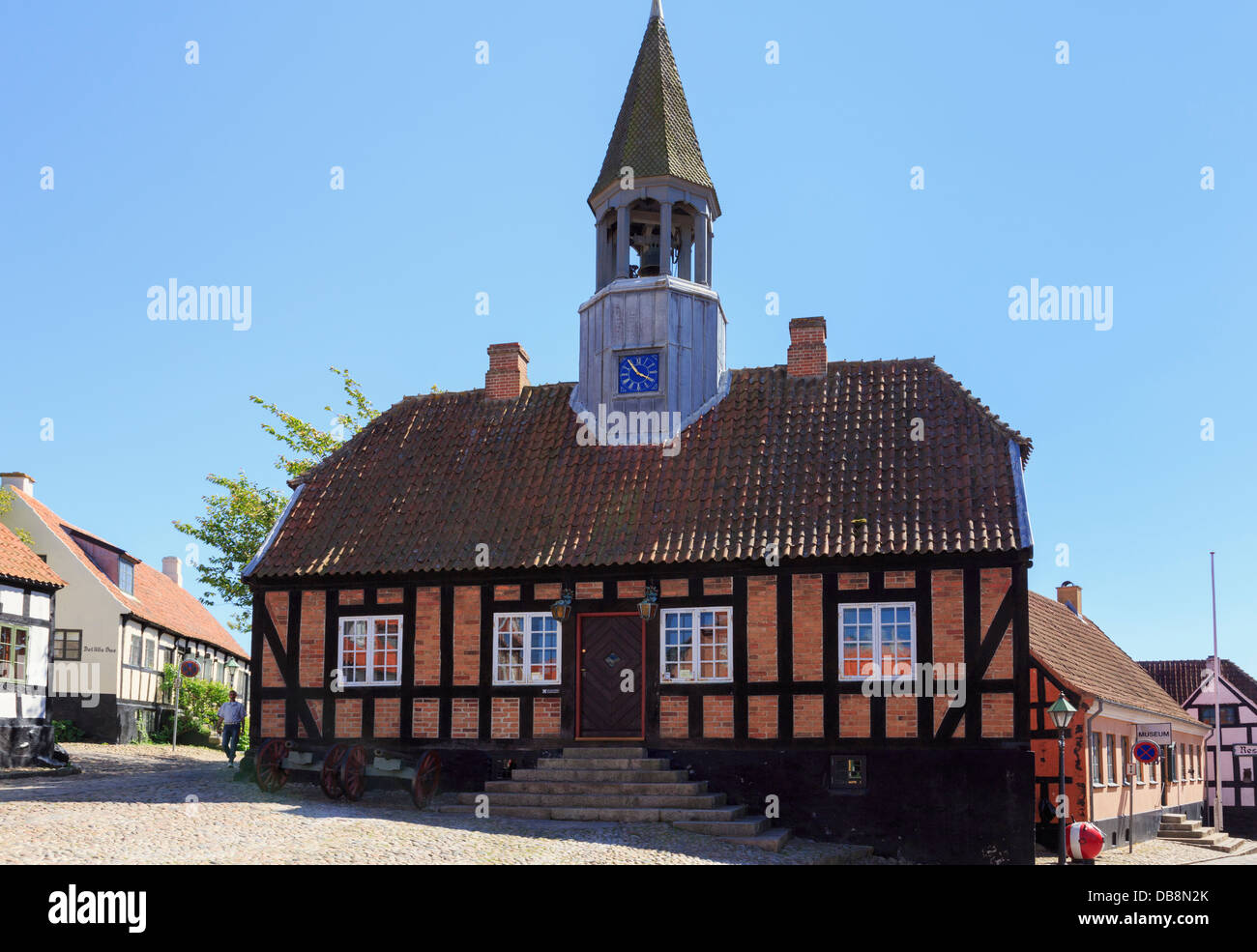 Former Town Hall 1789 with church bell tower in cobbled square is now ...