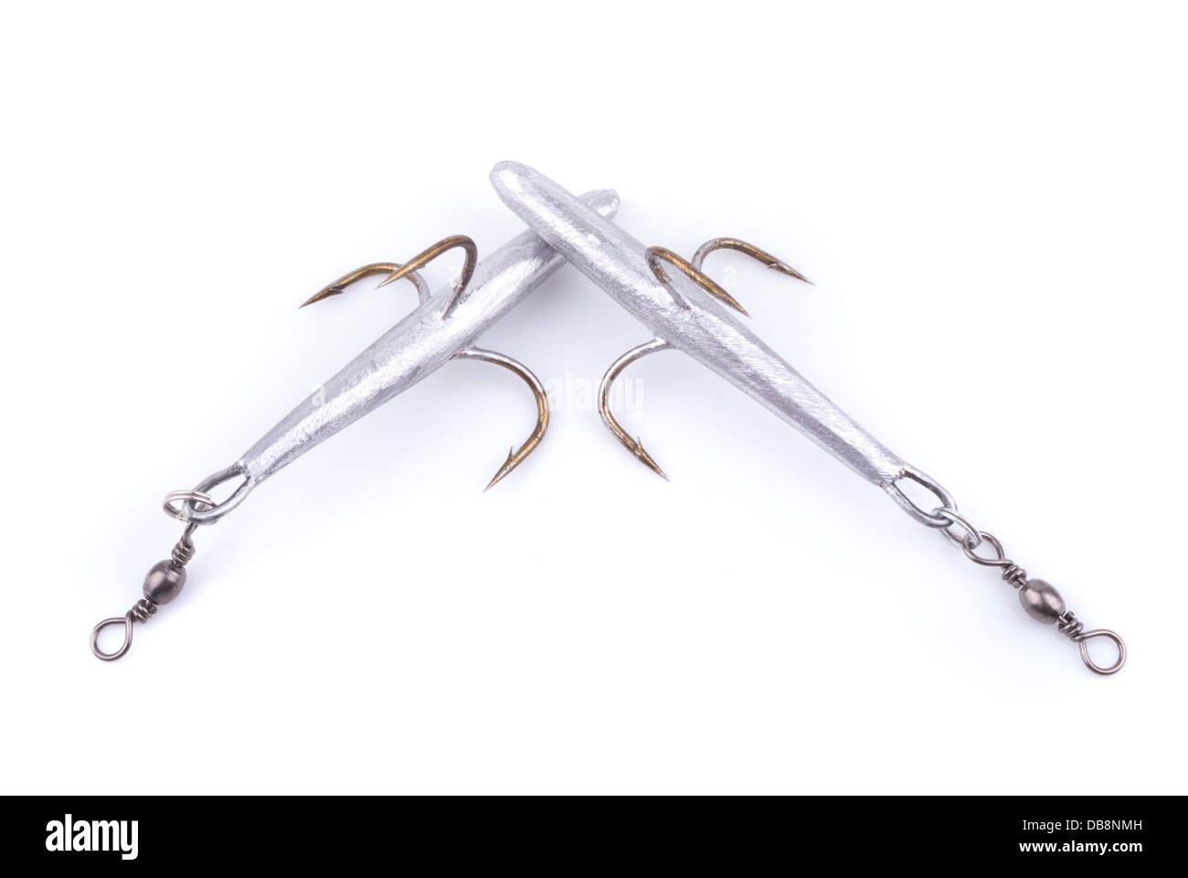 Fishing hooks on a white background Stock Photo - Alamy