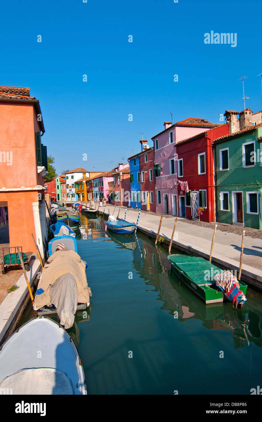 Italy Venice Burano island with traditional colorful houses Stock Photo ...