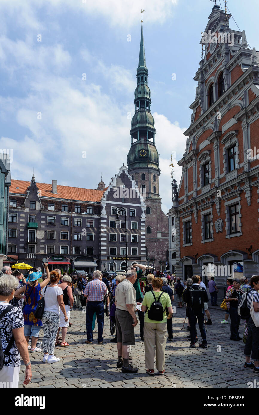 town hall square in Riga, Latvia, Europe, UNESCO World-Heritage Stock ...