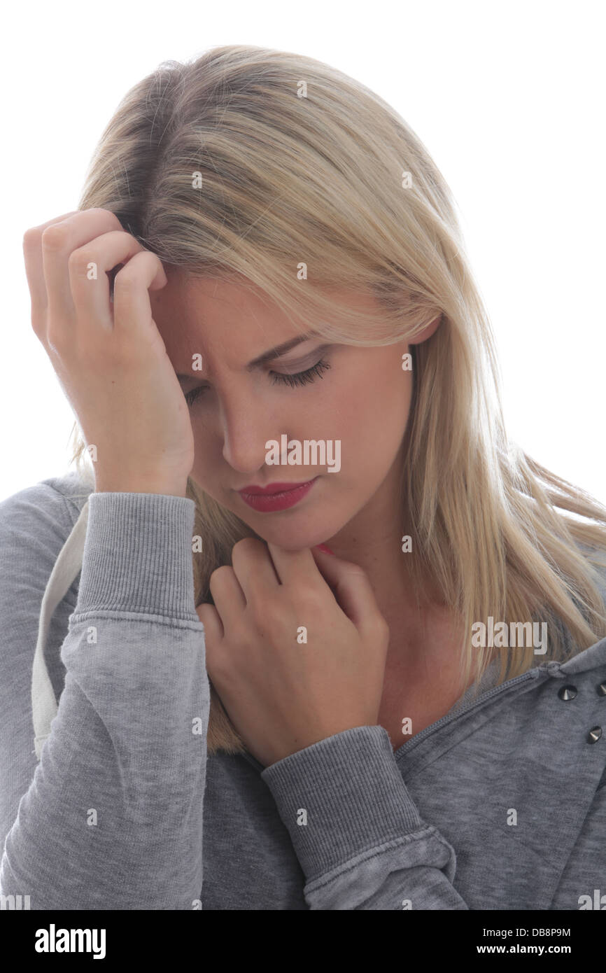 Model Released. Sad Thoughtful Young Woman Stock Photo - Alamy