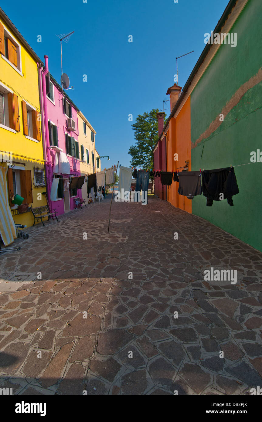 Italy Venice Burano island with traditional colorful houses Stock Photo ...