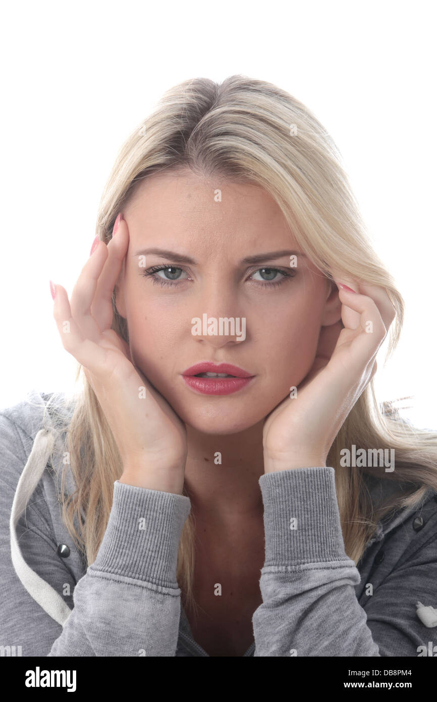 Model Released. Attractive Young Woman With a Headache Stock Photo - Alamy