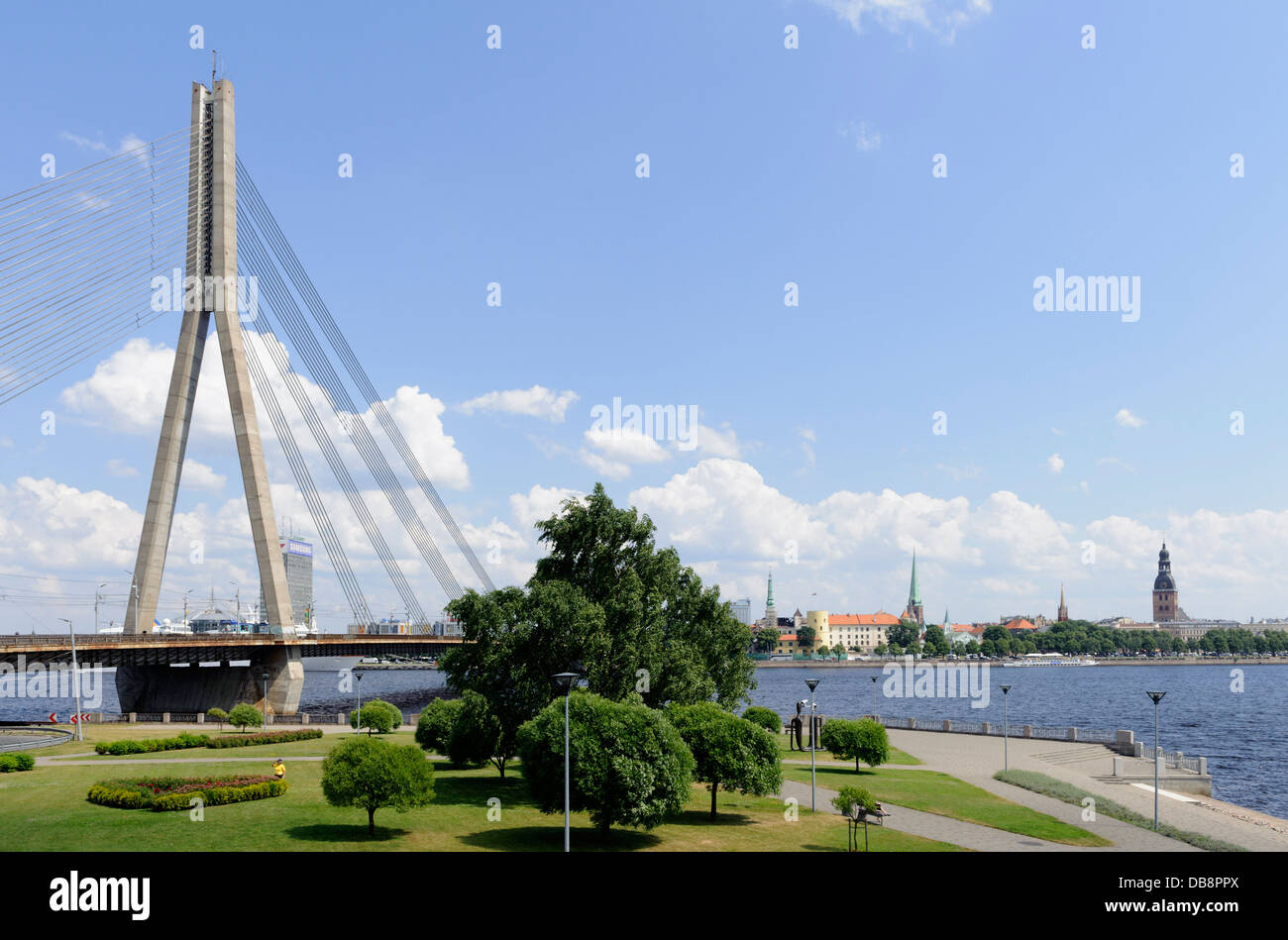 Bridge across river Daugava in Riga, Latvia, Europe Stock Photo - Alamy