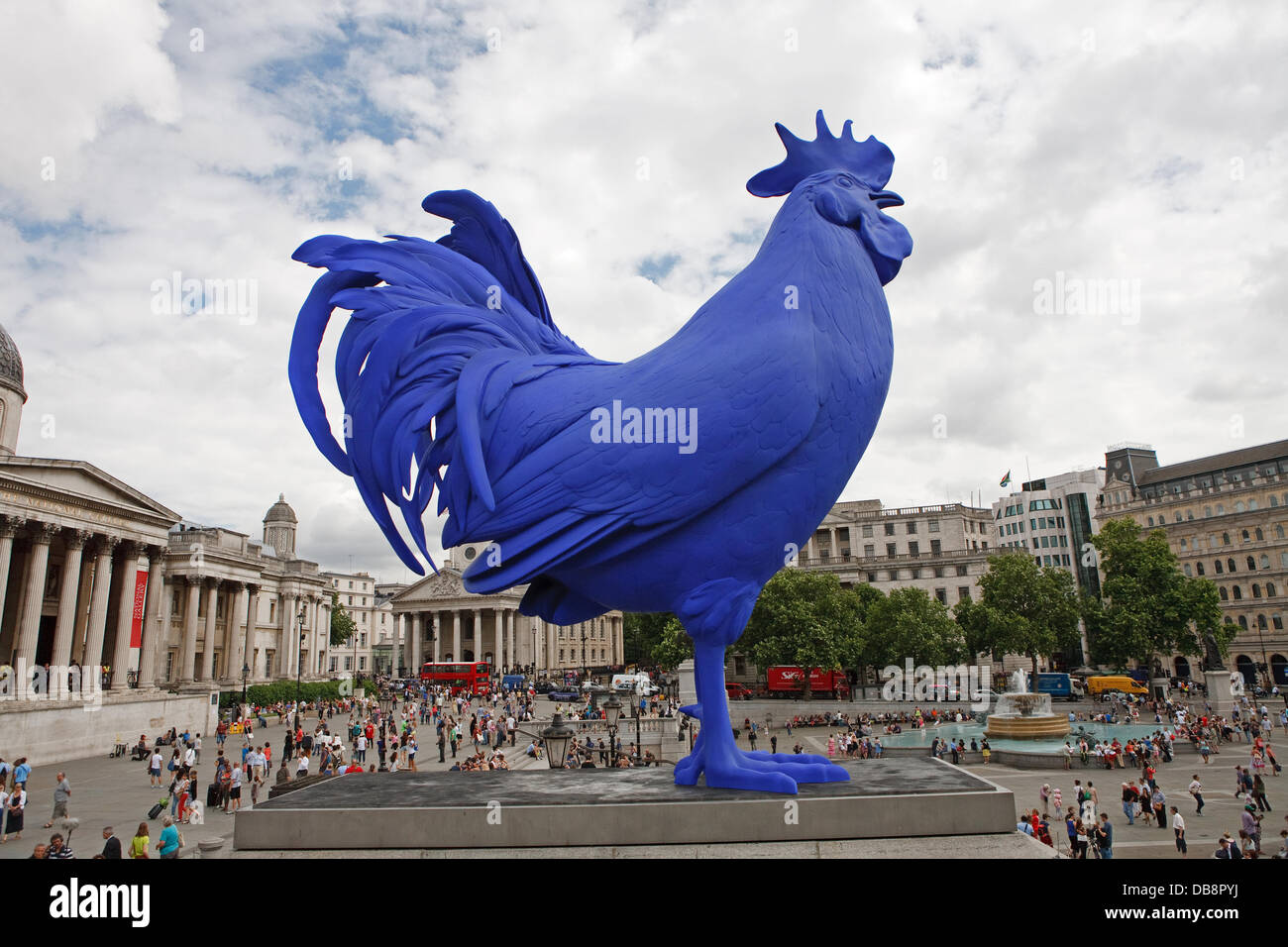 London, UK. 25th July 2013. A 5metre high blue cockerel was unveiled on ...