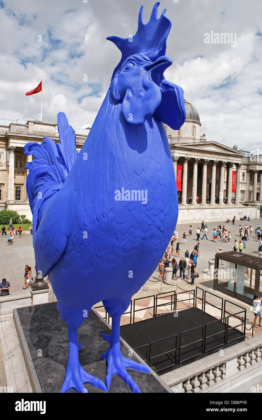 London, UK. 25th July 2013. A 5metre high blue cockerel was unveiled on ...