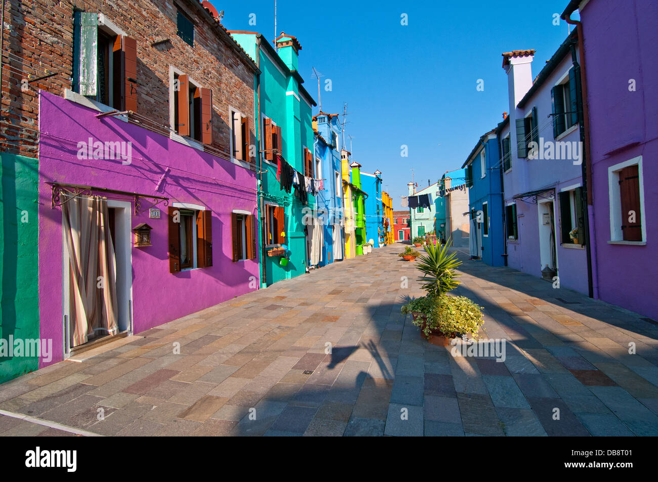 Italy Venice Burano island with traditional colorful houses Stock Photo ...