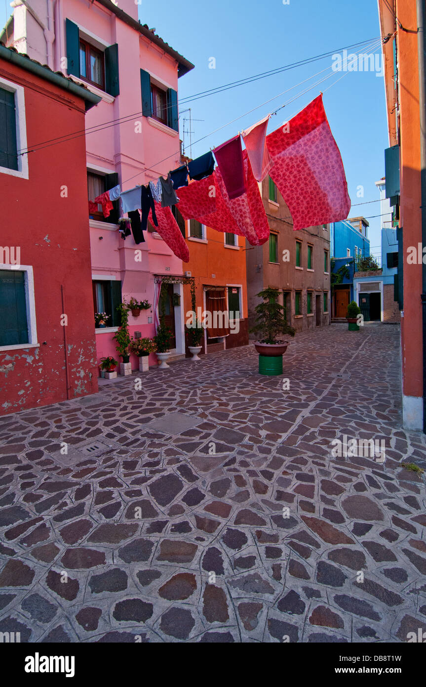 Italy Venice Burano island with traditional colorful houses Stock Photo ...