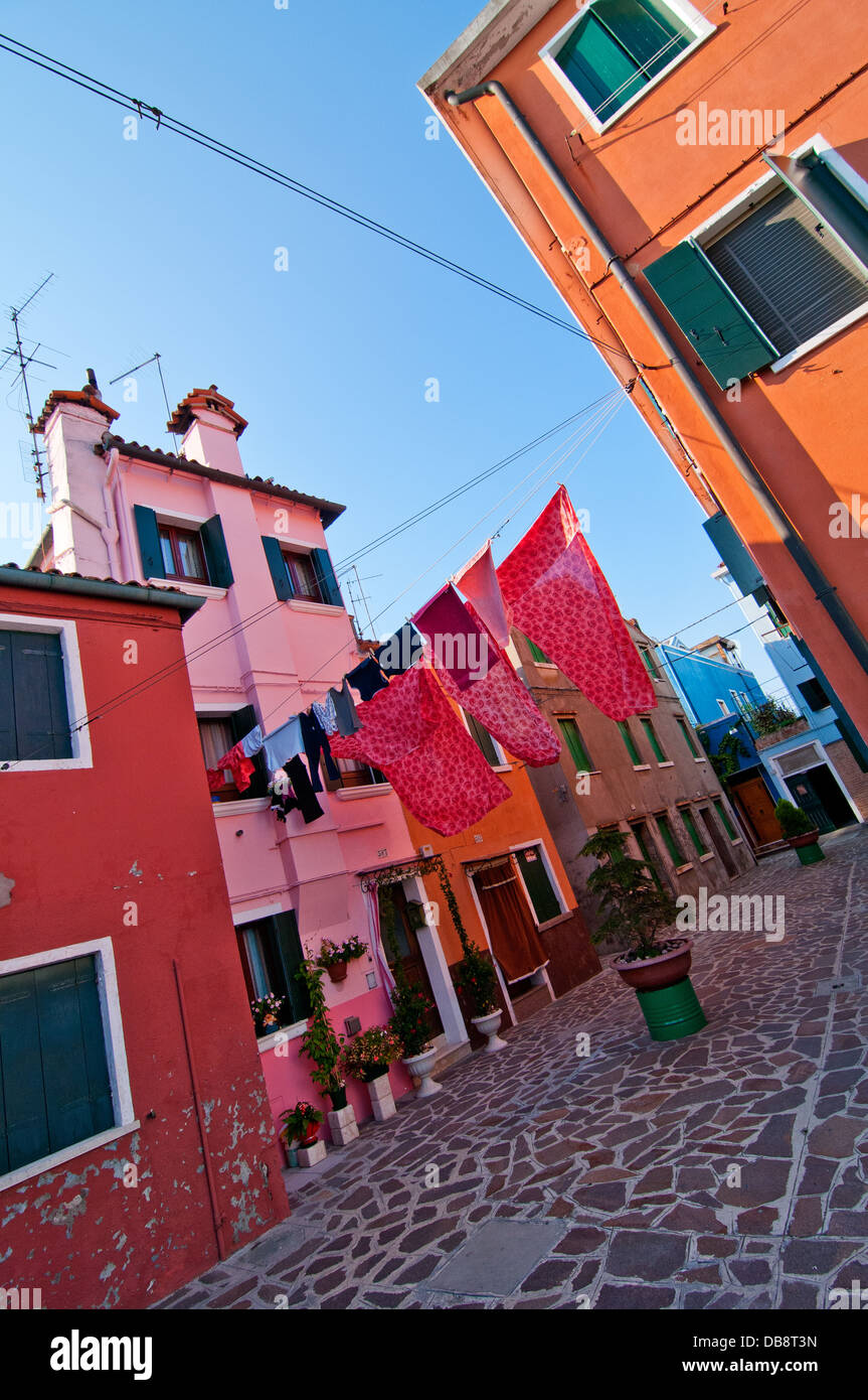 Italy Venice Burano island with traditional colorful houses Stock Photo ...
