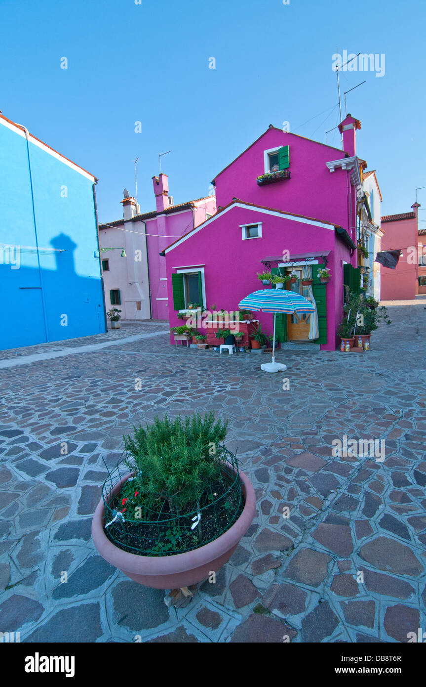 Italy Venice Burano island with traditional colorful houses Stock Photo ...