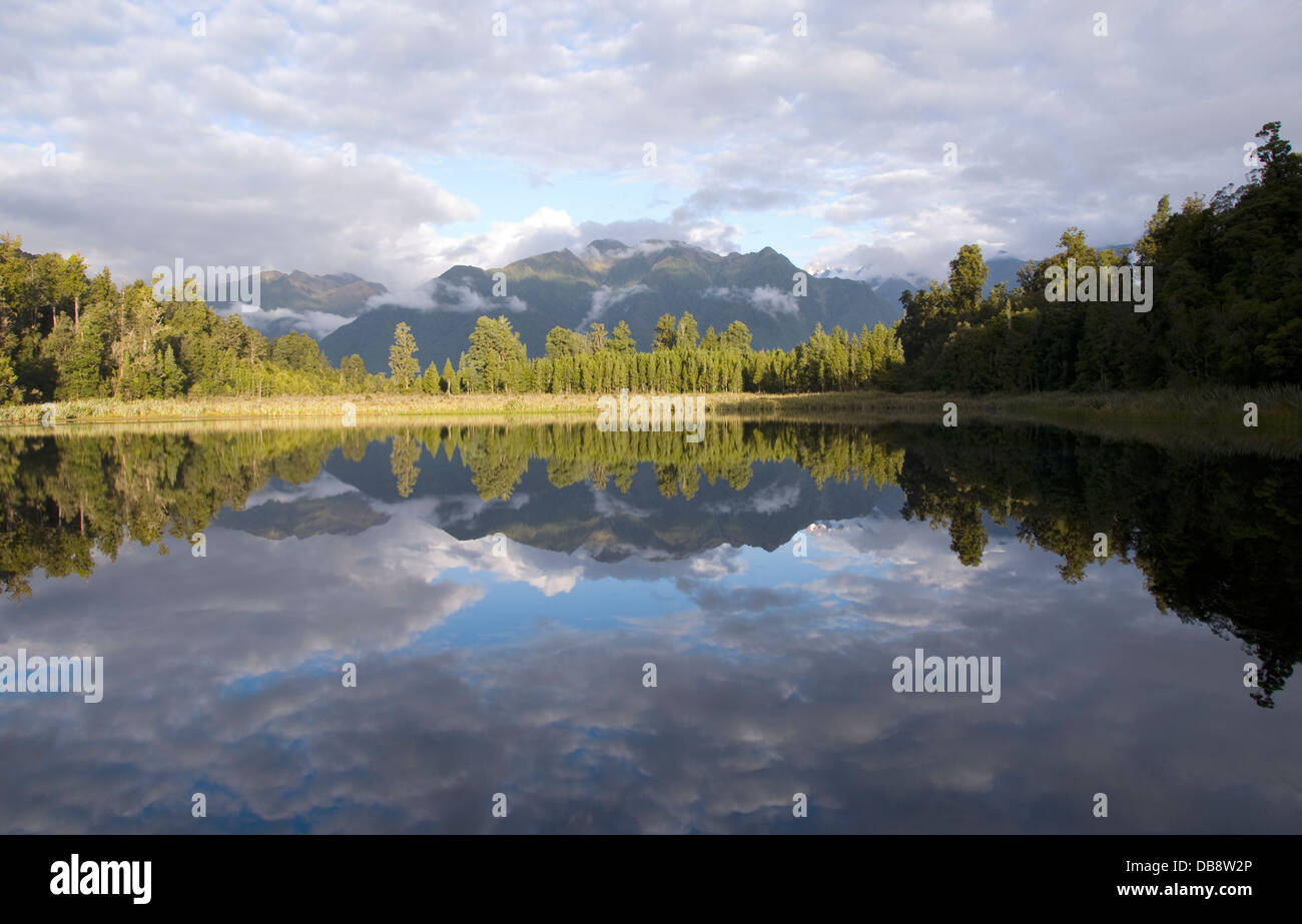 Reflection at Matheson lake in New Zealand Stock Photo - Alamy