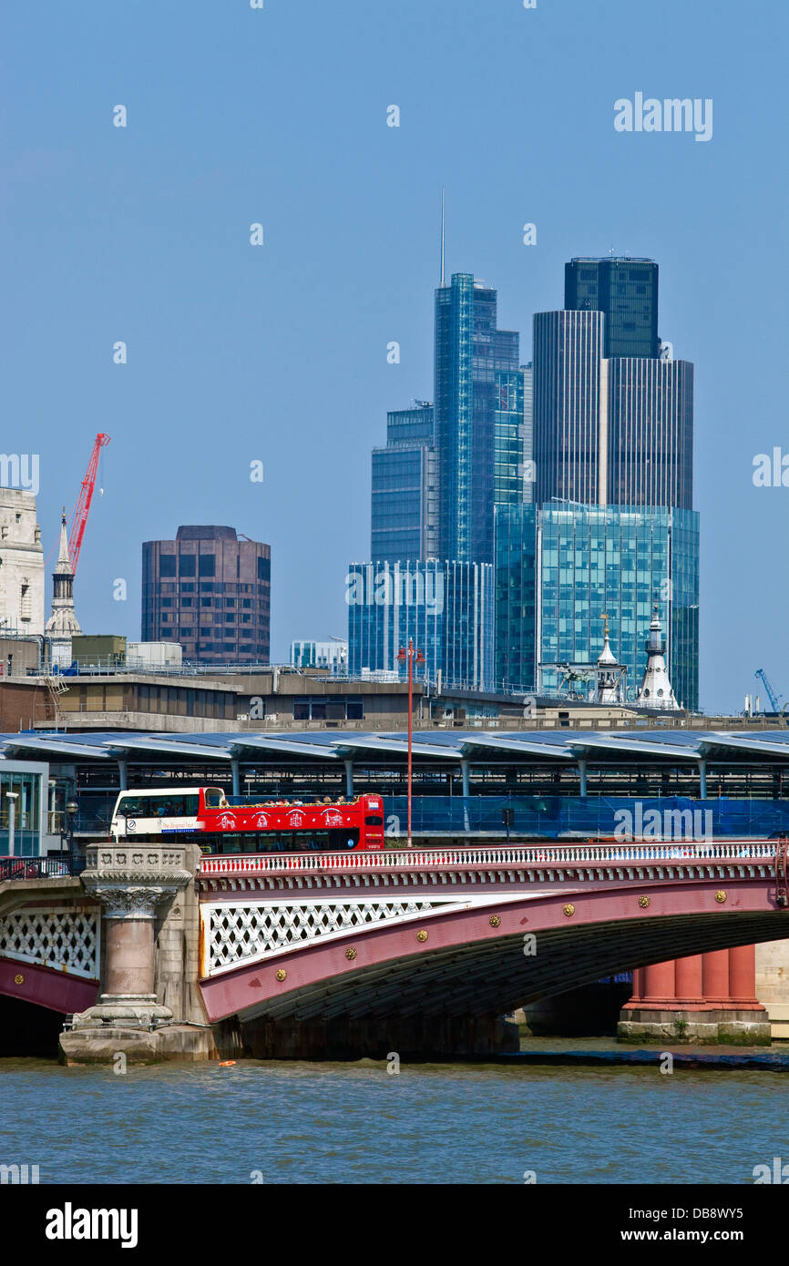 Blackfriars Bridge and The City of London Skyline, London, England ...