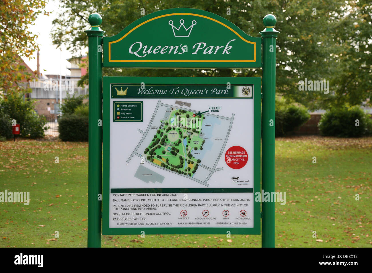 a map of queens park in loughborough leicestershire Stock Photo - Alamy