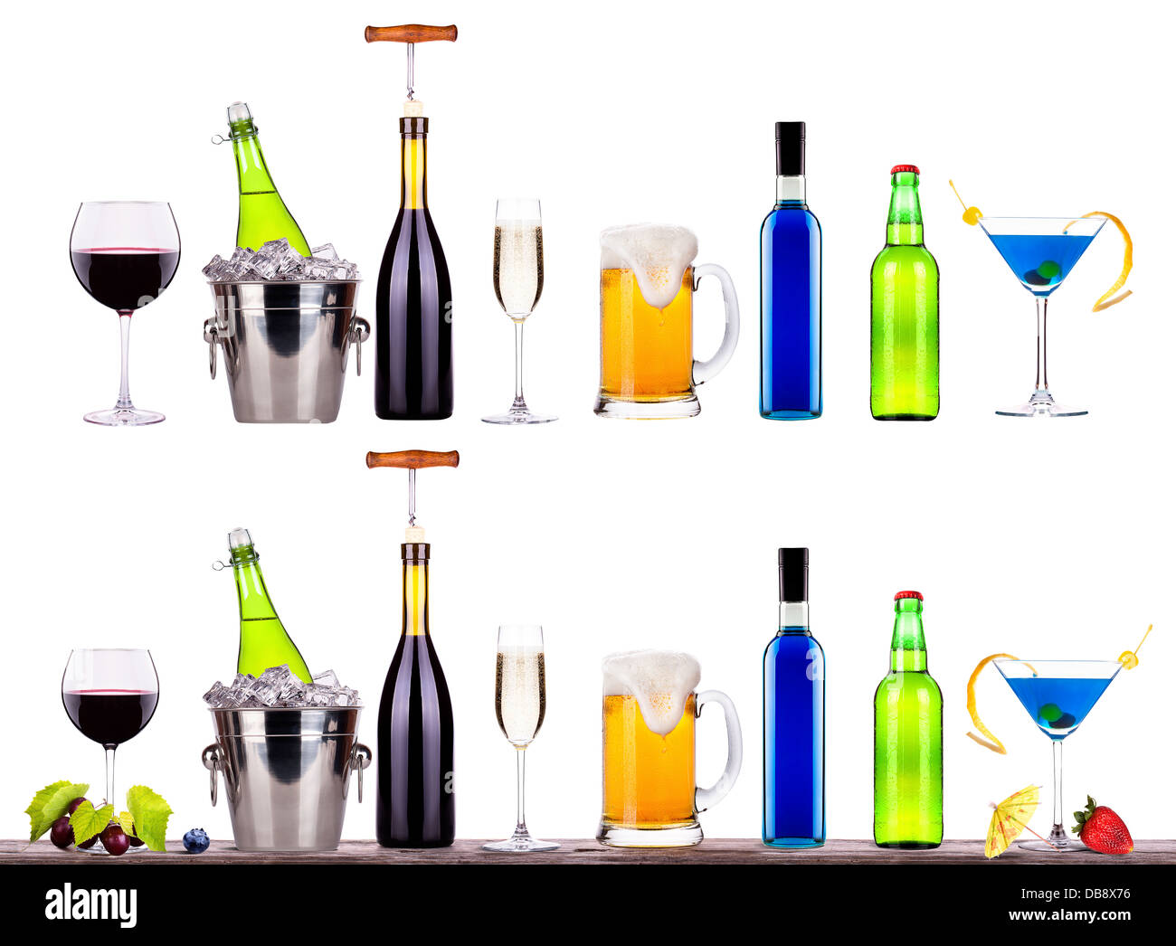 red wine, champagne,beer,alcohol cocktail with corkscrew,grape,Blue ...