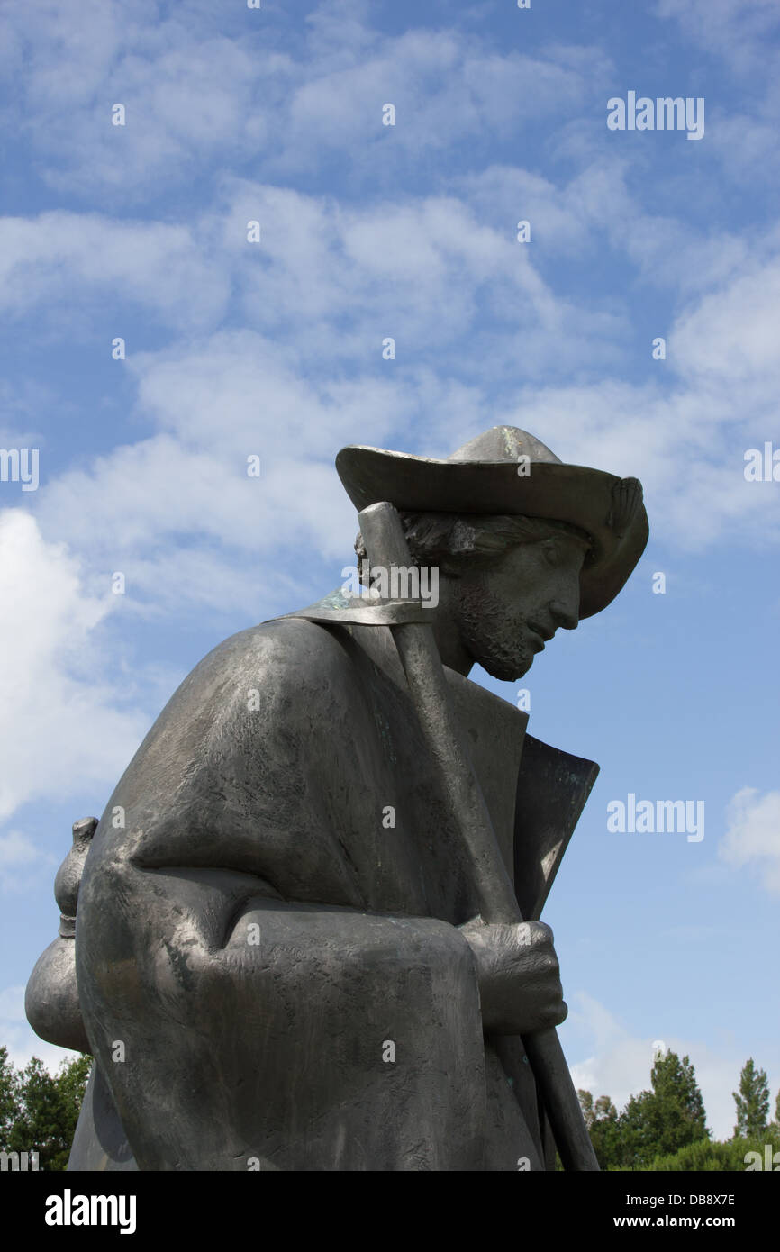 Statue of pilgrim outside the Hastingues Pilgrim Museum, Aire de ...
