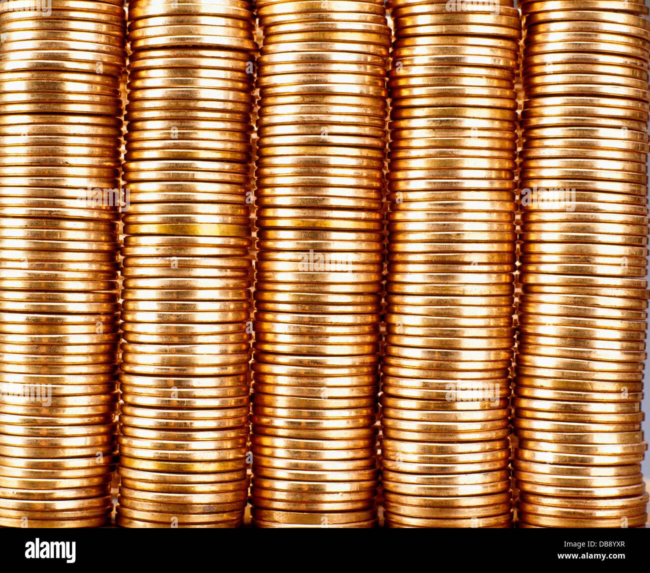Stack Of Pennies, Close-up Stock Photo - Alamy