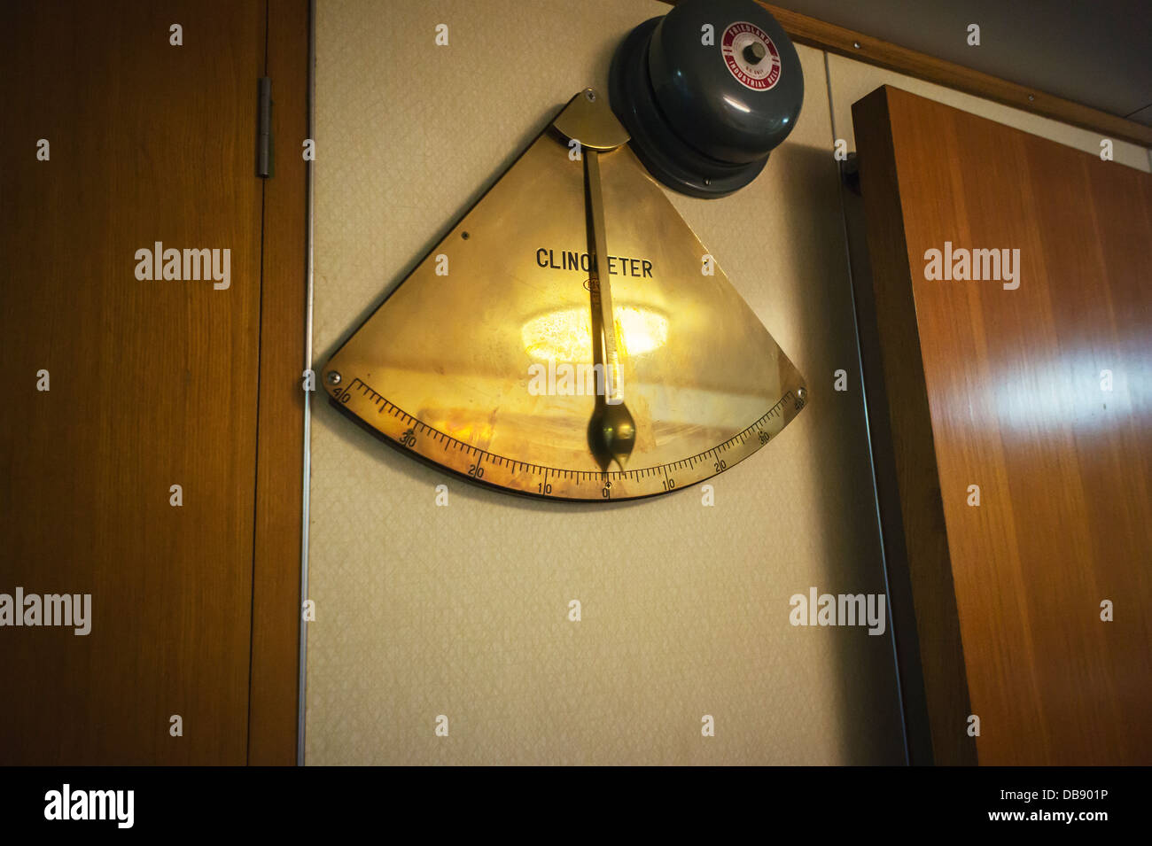 A clinometer, aka inclinometer, on a merchant ship in New York harbor ...