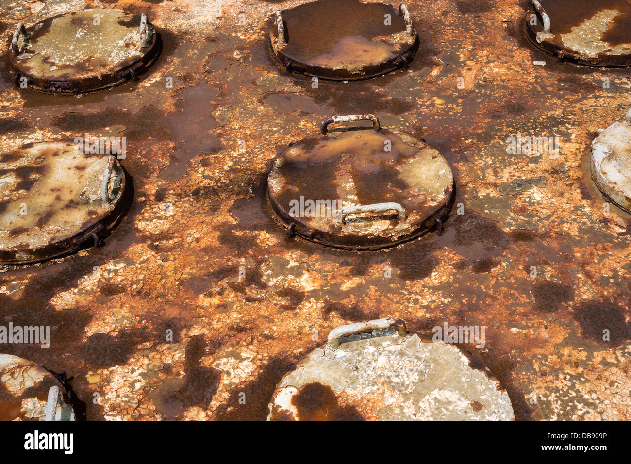 Rusted hatch covers aboard a ship Stock Photo - Alamy