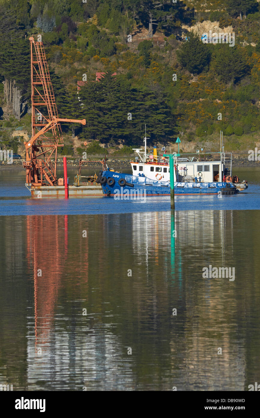 Dredging silt from Otago Harbour channel, Dunedin, South Island, New ...