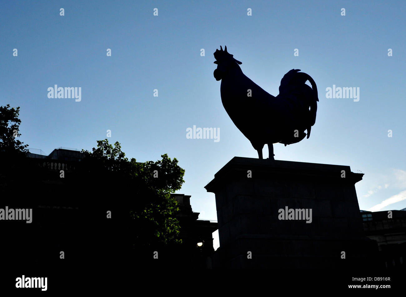 London, UK, 25 July 2013. A giant blue cockerel erected on fourth ...