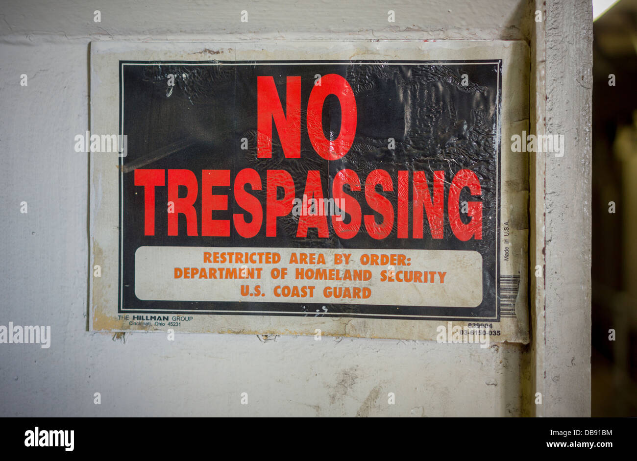 A No Trespassing by order of the Dept. of Homeland Security sign is ...