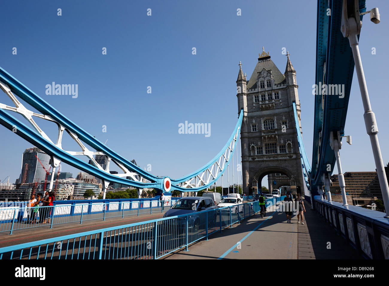 crossing tower bridge on foot central London England UK Stock Photo - Alamy