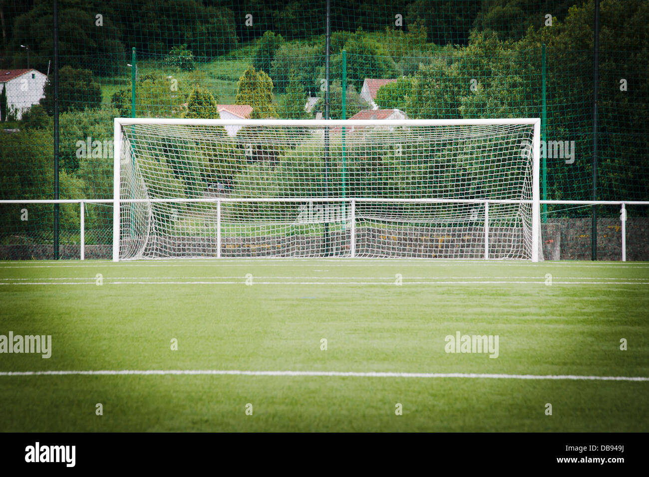 Empty soccer goal on a soccer field hi-res stock photography and images ...