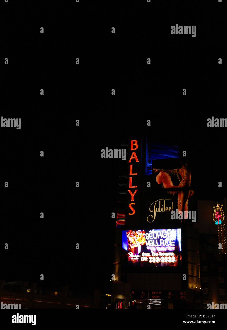 Black night red blue neon portrait Bally's Sign, with George Wallace ...