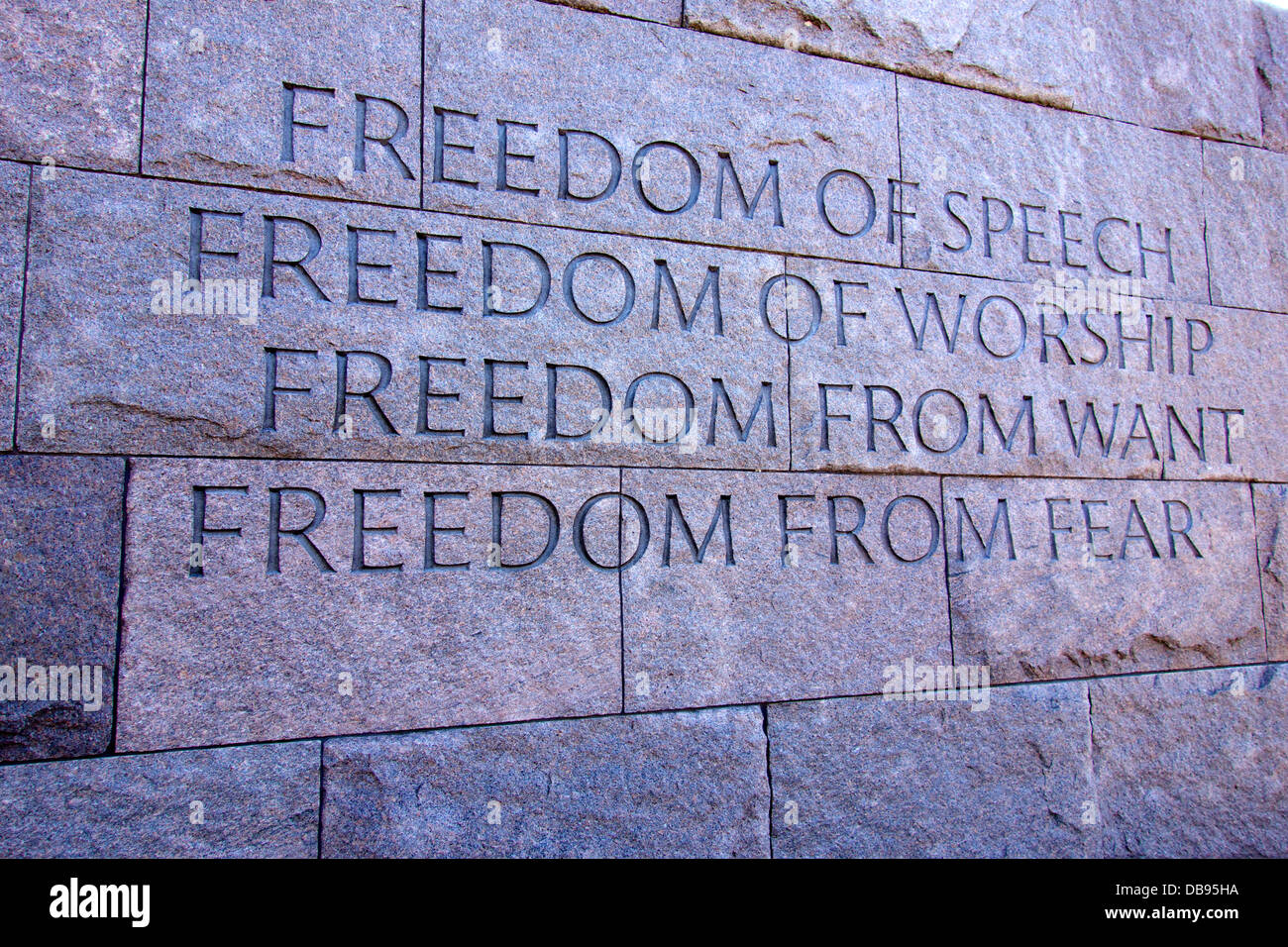 FDR Memorial, the four freedoms. Washington DC Stock Photo - Alamy