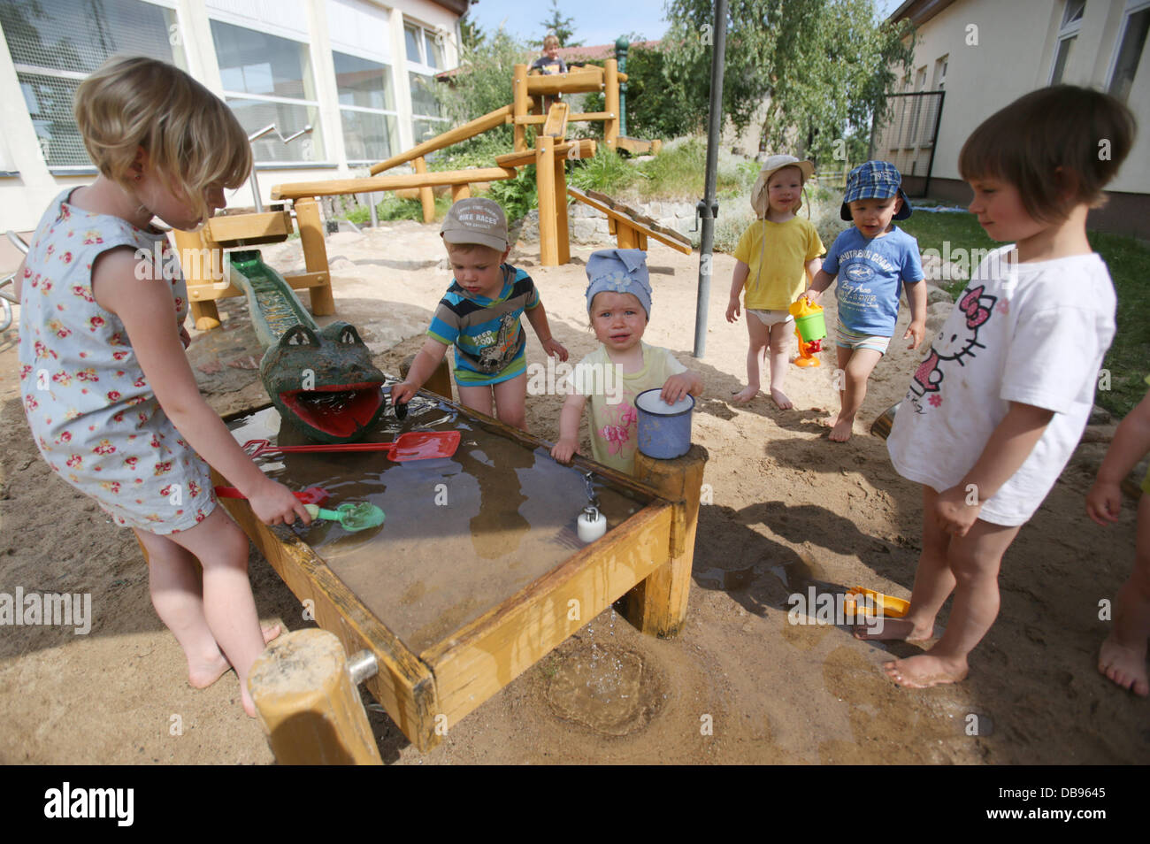 Children play at the daycare center "Pfiffige Fuechse" in ...